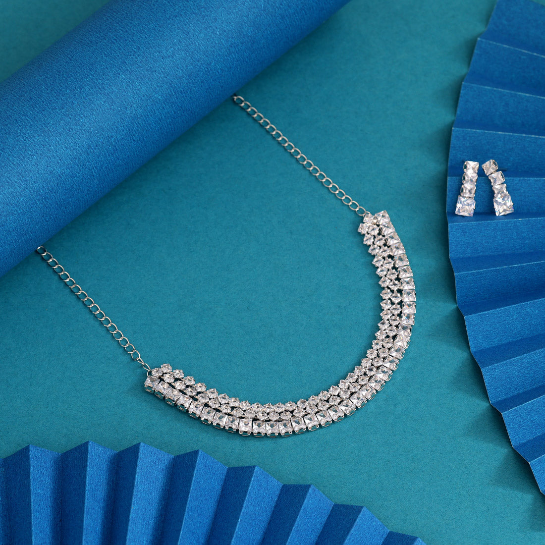 White Color Stone Necklace Set (STN241WHT)