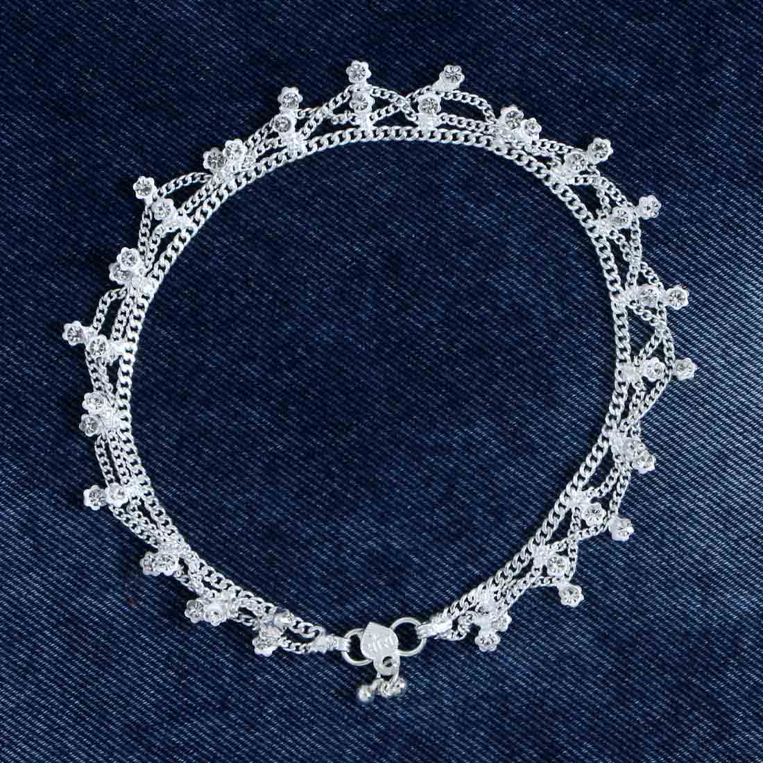 Silver Color Rhinestone Anklets (ANK360SLV)